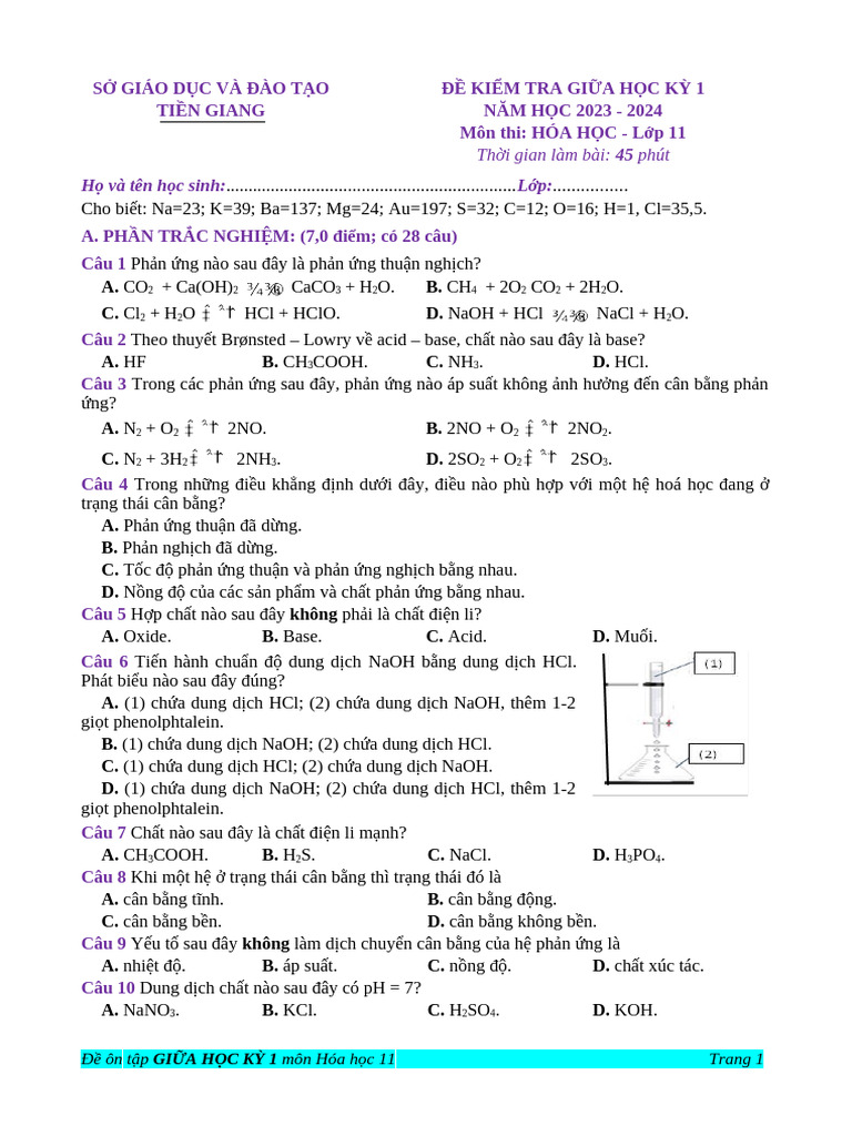 Đề LT Hóa 11 - GHKI | PDF