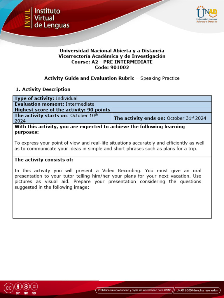 Activity Guide and Evaluation Rubric - Unit 2 - Task 3 - Speaking Practice | PDF | Vocabulary ...