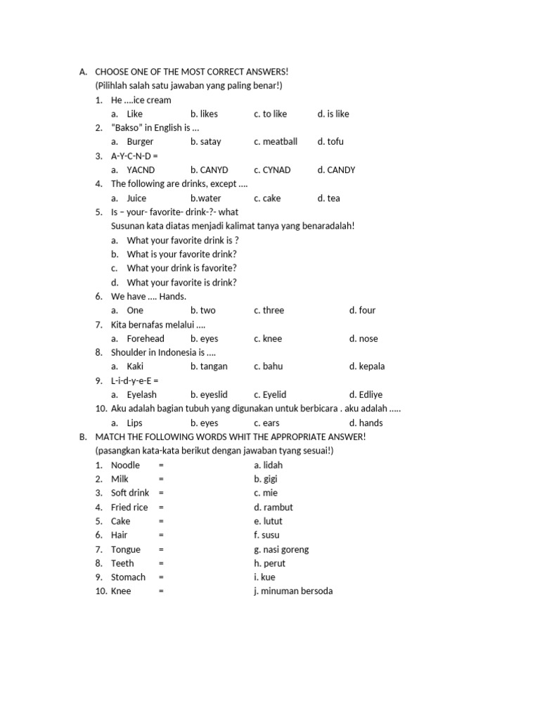English Language Quiz Questions | PDF