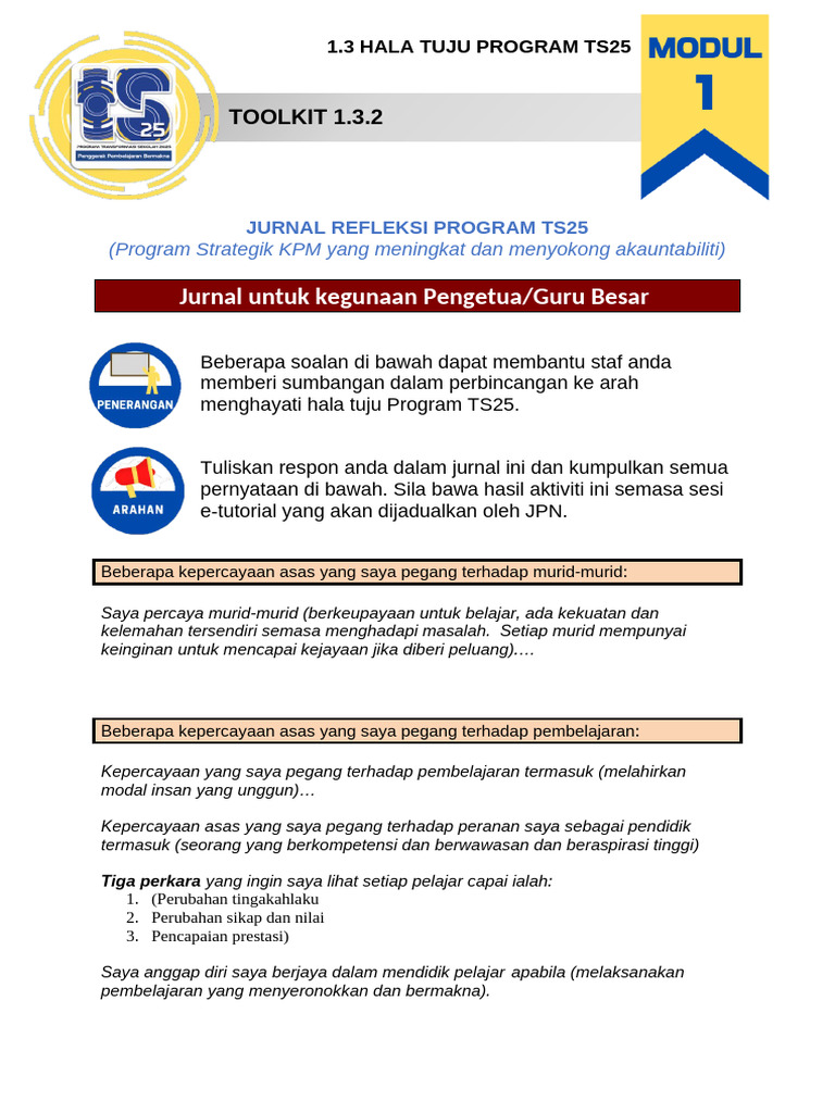 1.3.2 Jurnal Refleksi Program TS25 | PDF