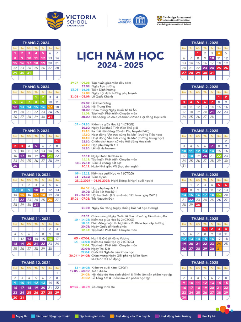 School Year Calendar 2024-2025 (29 Jan - Final) | PDF