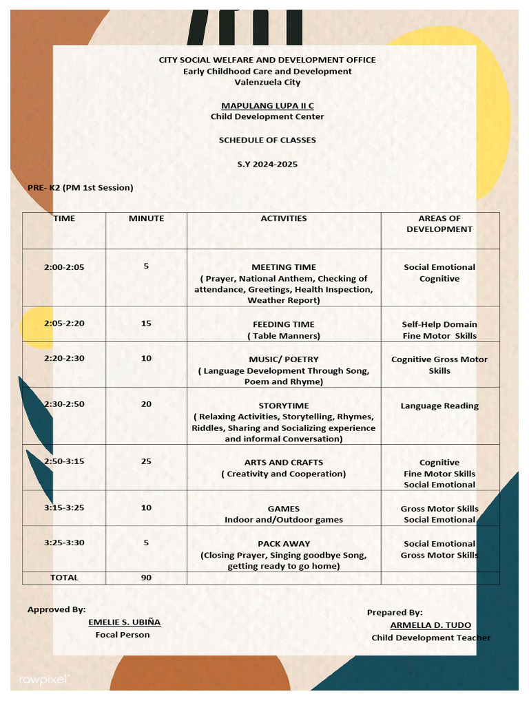Schedule of Classes 1 1 | PDF | Child Development | Cognition