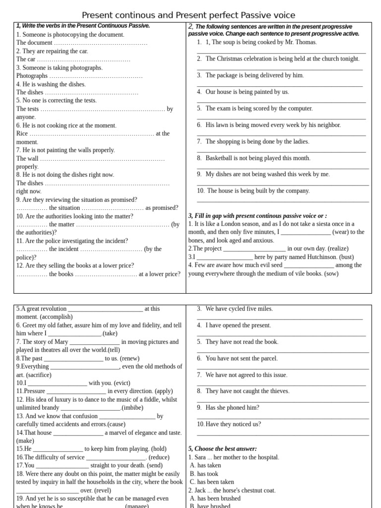 Present Continous and Present Perfect Passive Voice | PDF