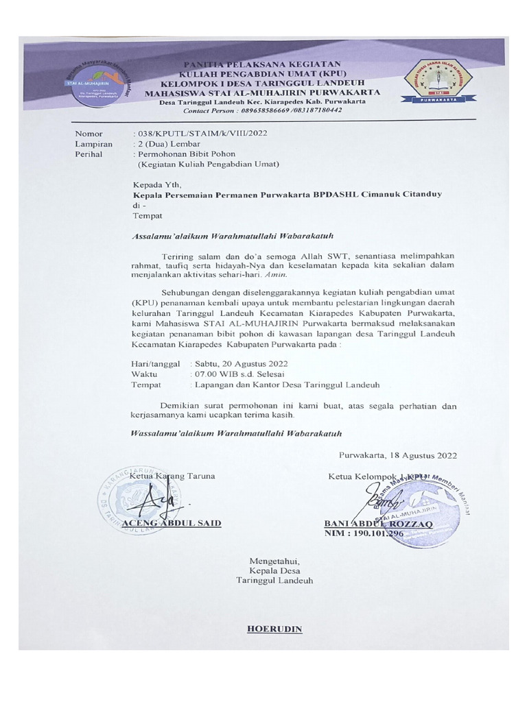 Surat Permohonan Bibit | PDF
