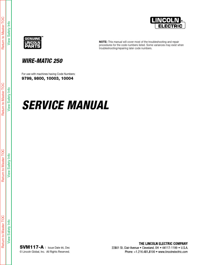 WIRE-MATIC 250 Service Manual | PDF | Welding | Construction