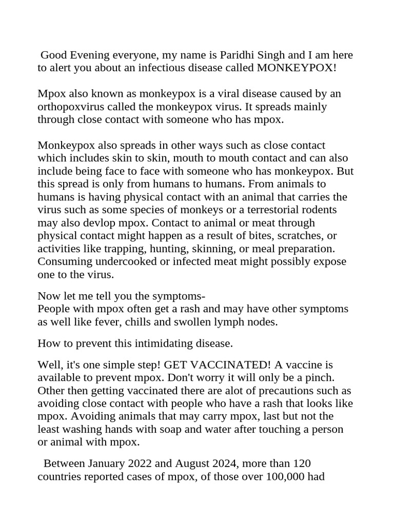 MonkeyPox Speech | PDF