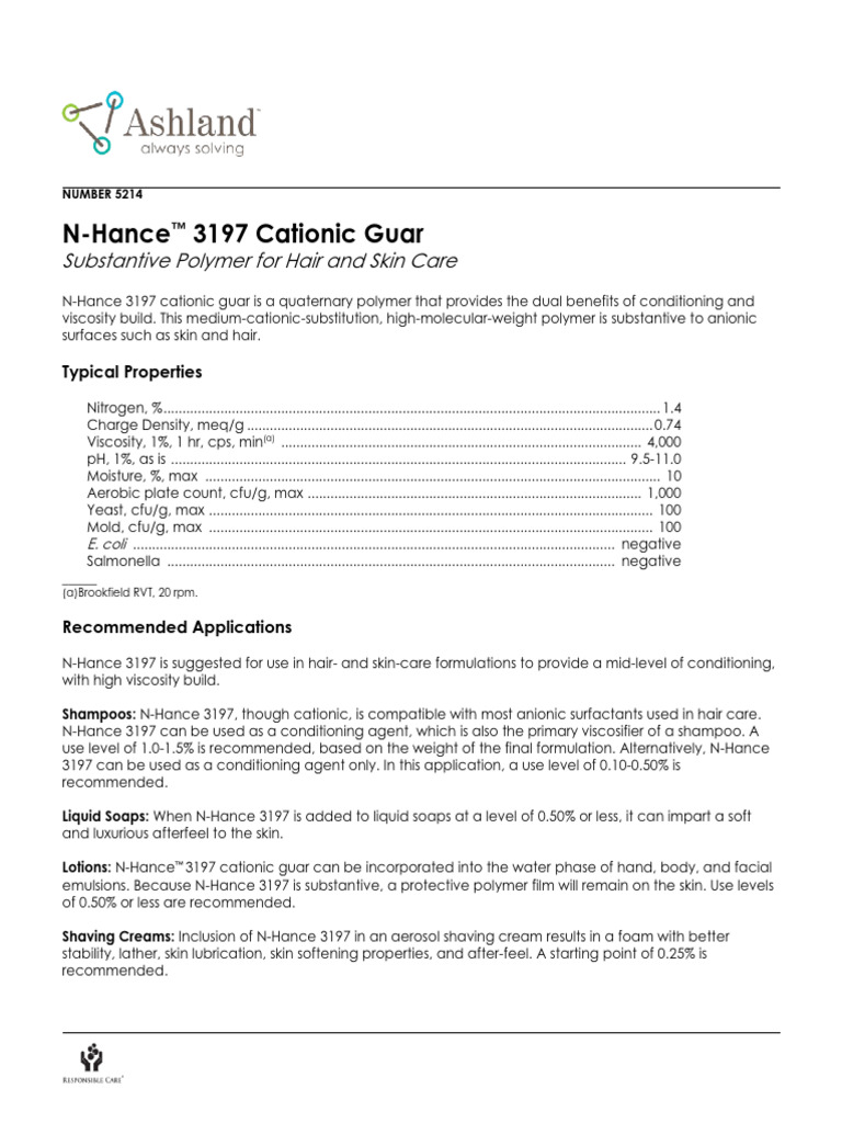 PDS 5214 N-Hance 3197 Cationic Guar | PDF | Chemical Substances