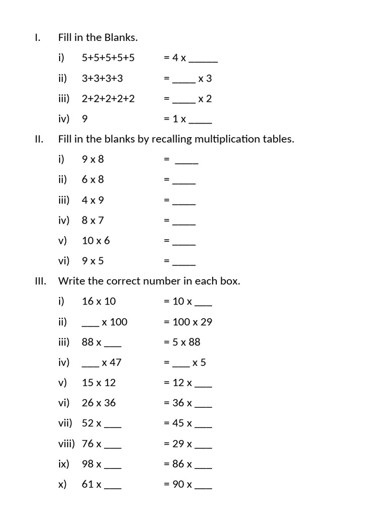 Class 3 Maths Test 1 | PDF