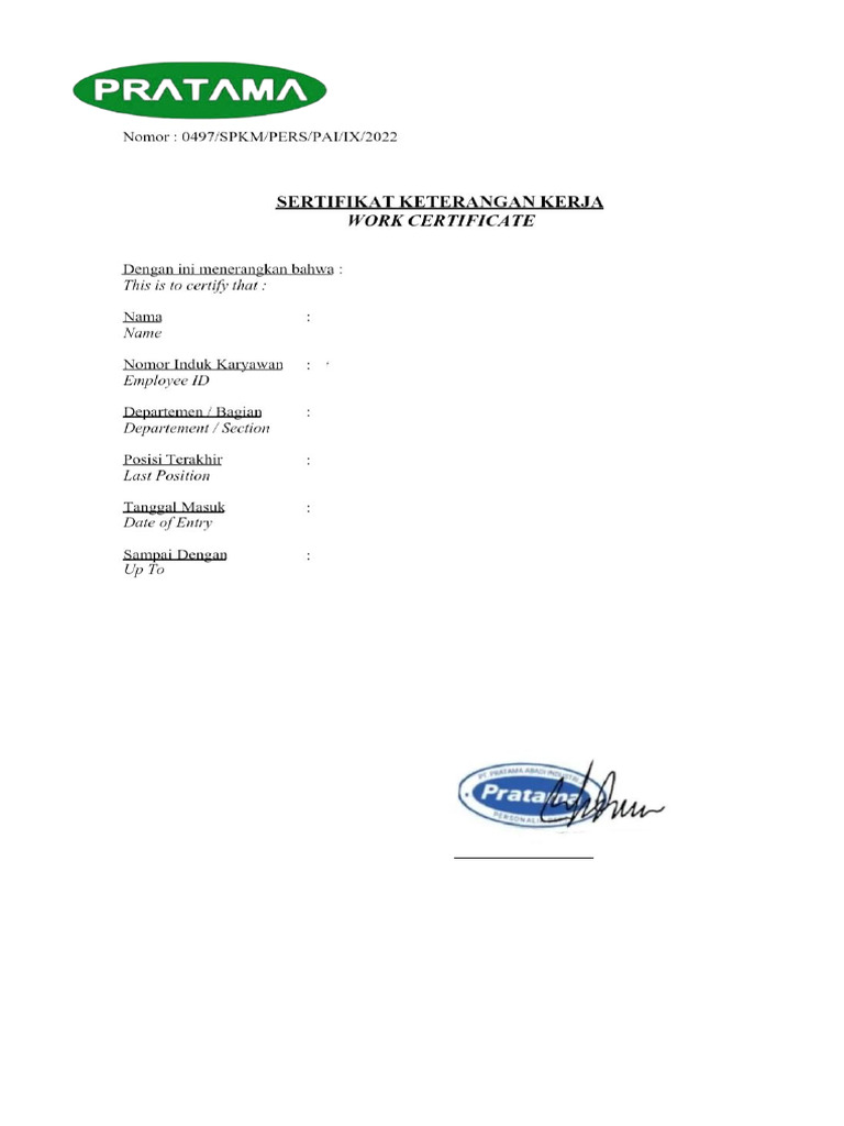 Ucapan Terima Kasih dari PT Pratama Abadi | PDF