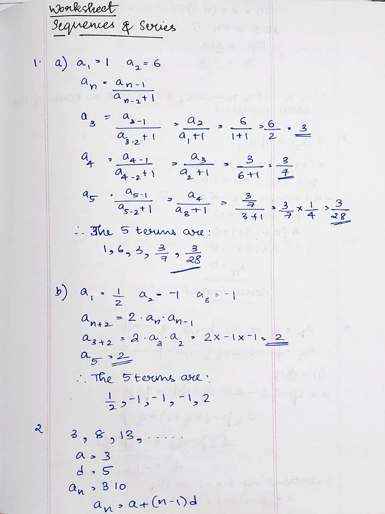 Sequence and Series WS | PDF