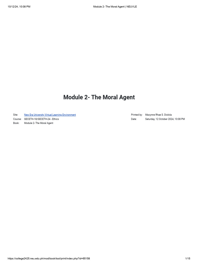 Module 2 - The Moral Agent - NEUVLE | PDF | Morality | Liberal Arts ...