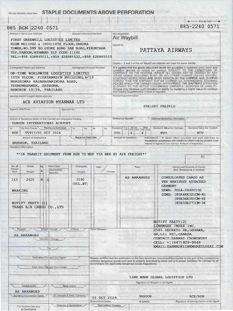 885-22400571 Mawb | PDF