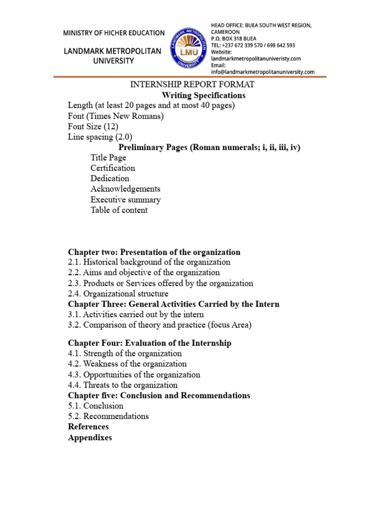 Internship Report Format | PDF | Career & Growth | Art