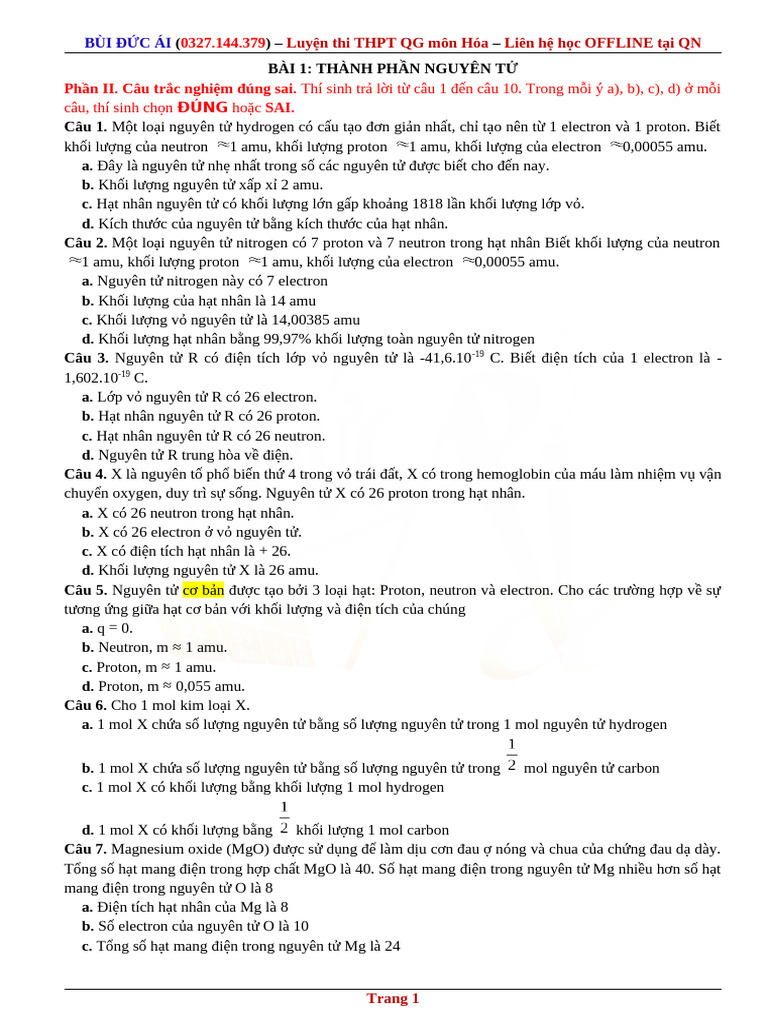 On Tap Thi GK1 - DA | PDF