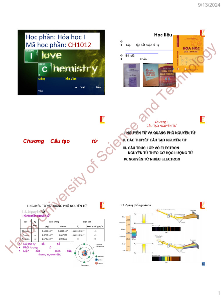 Chuong 1 - Cau Tao Nguyen Tu-Notes | PDF