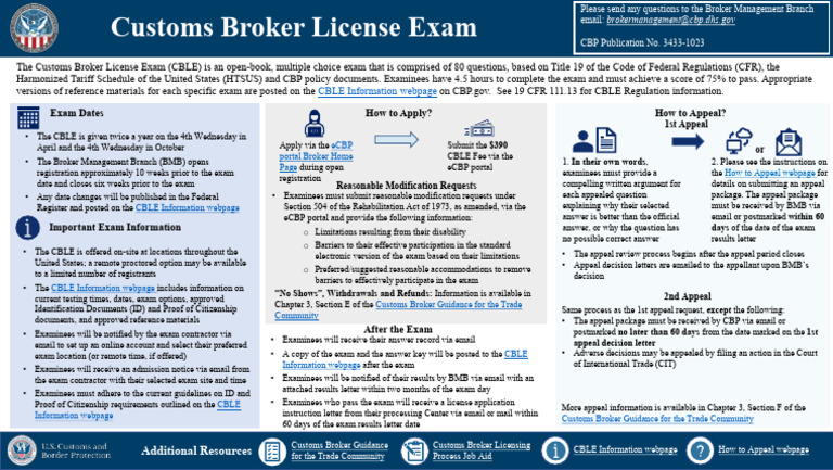 Customs Broker License Exam Overview | PDF | Appeal | Justice