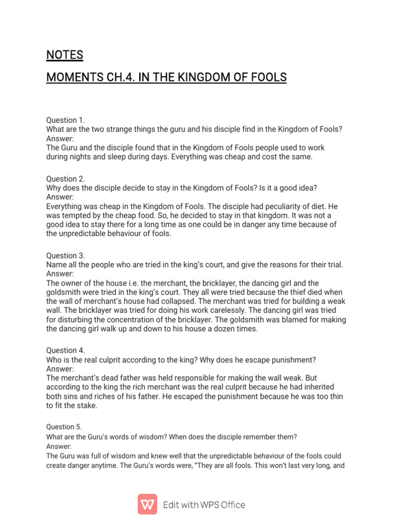 Notes in The Kingdom of Fools | PDF | Foreign Language Studies ...