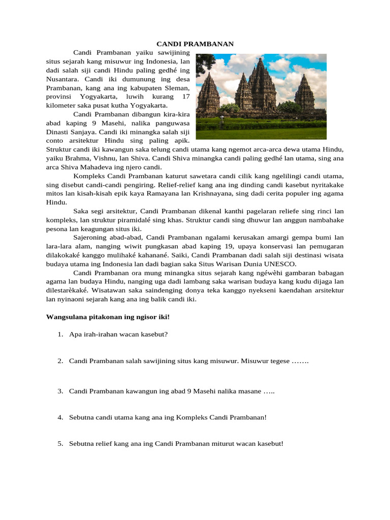 Bahasa Jawa-Candi Prambanan | PDF