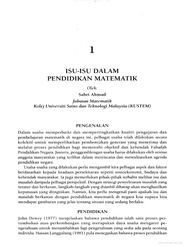Buku Isu - Isu Dalam Pendidikan Matematik | PDF