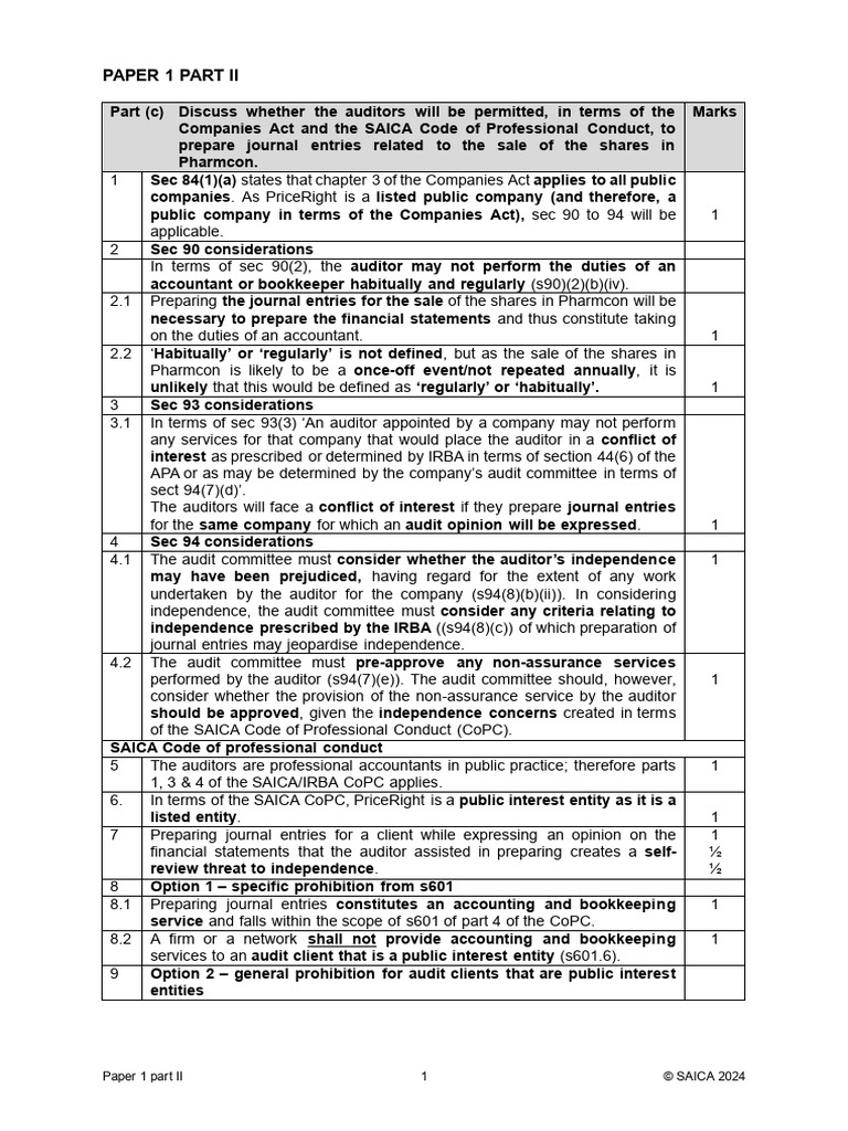 ITC June 2024 Paper 1 Part II Solution PriceRight | PDF | Audit | Fair Value