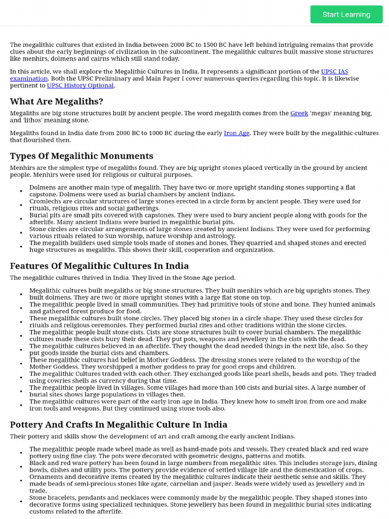 Megalithic Cultures of India - Reveal The Ancient Structures! | PDF
