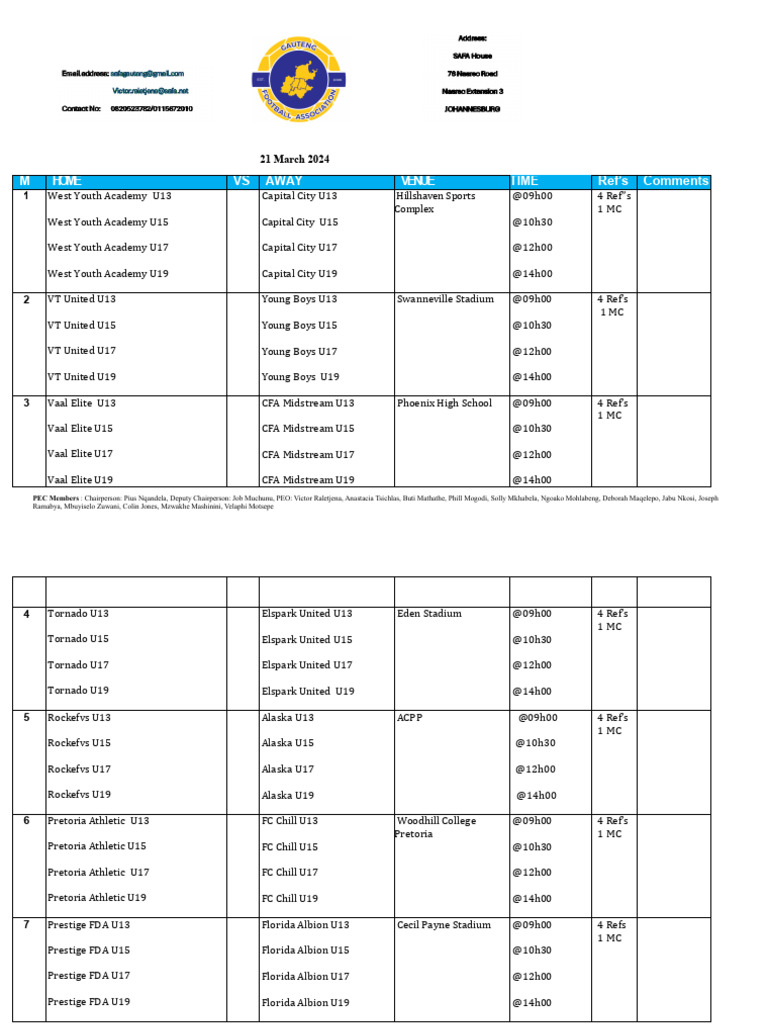 GDPL League Matches Schedule 2024 | PDF
