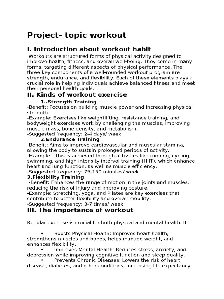 Project english-topic workout | PDF | Strength Training | Physical Fitness