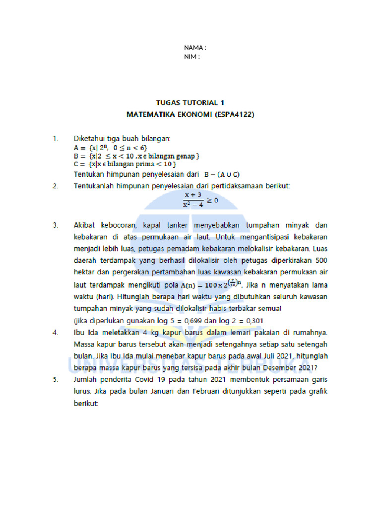 Tugas 1 Matematika Ekonomi | PDF