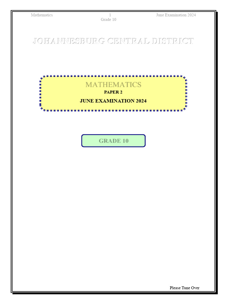JC Grade 10 Paper 2 June Exam 2024 Moderated | PDF | Euclid | Geometry