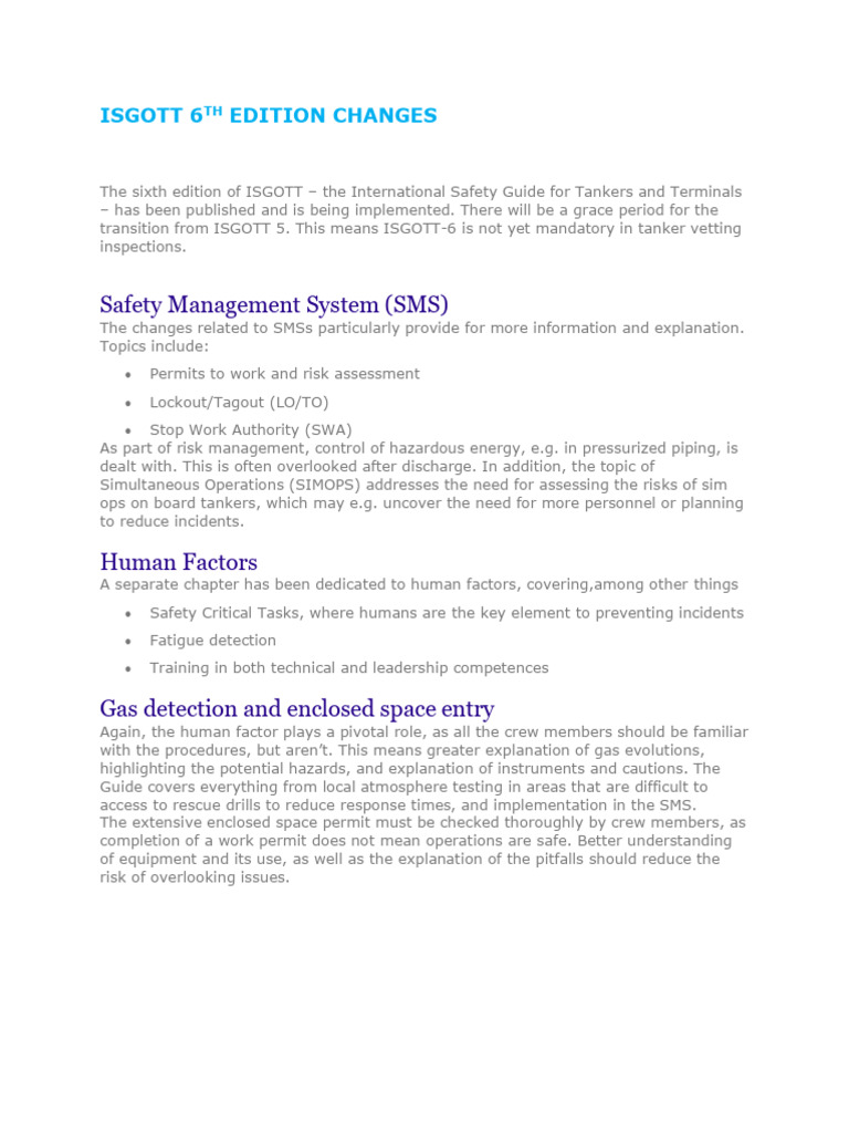 Isgott 6th Edition Changes | PDF | Risk | Safety