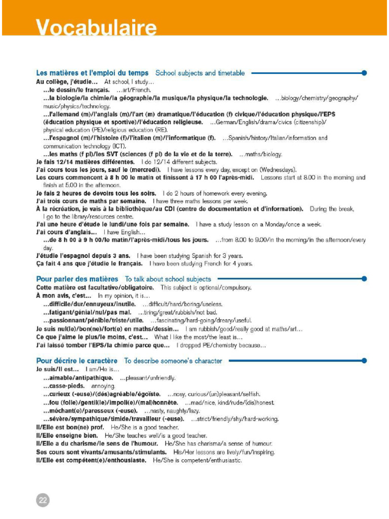 Important French Vocabulaire and Expressions | PDF