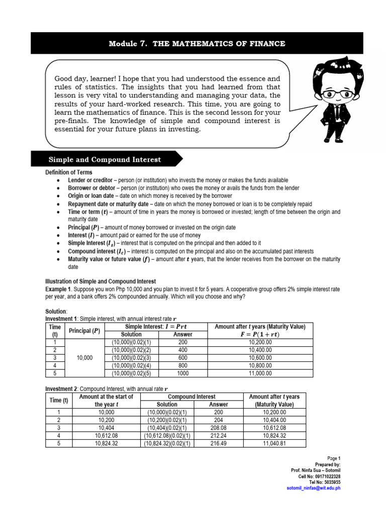 module 7 - Mathematics of Finance | PDF | Interest | Compound Interest