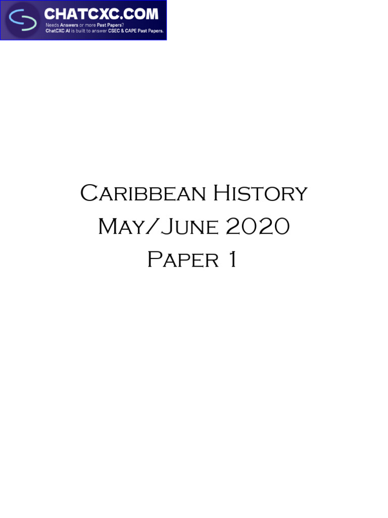 CSEC Caribbean History P1 2020 | PDF