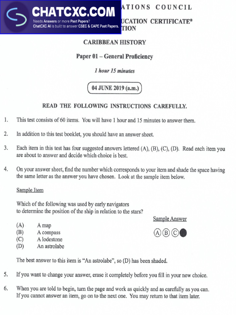 CSEC Caribbean History P1 2019 | PDF