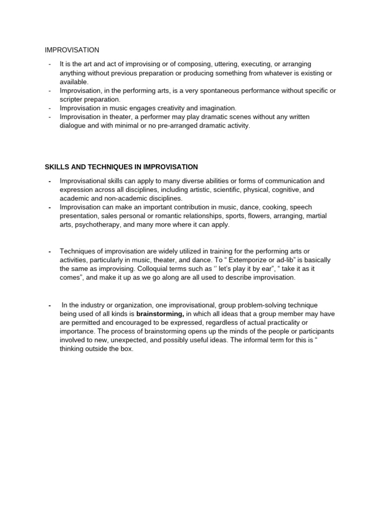 Improvisation | PDF | Art