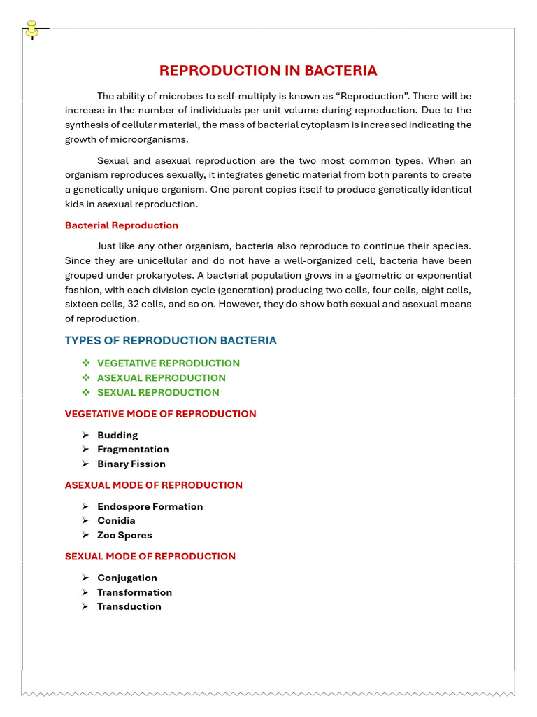 Bacterial Reproduction Methods Explained | PDF | Sexual Reproduction ...