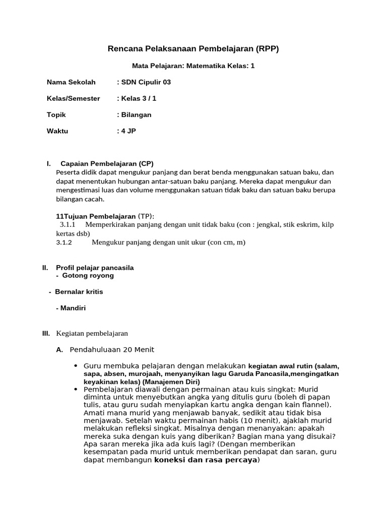 RPP Berdiferensiasi Dan Kse | PDF