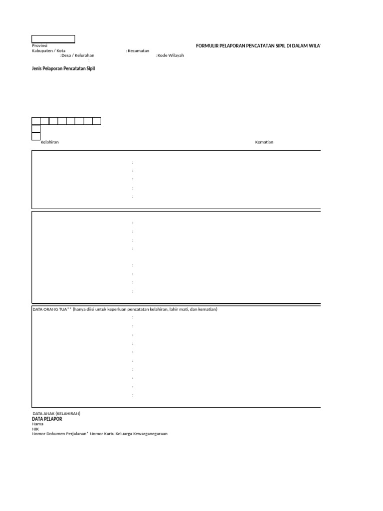 Form F2.01 Kelahiran Kematian | PDF