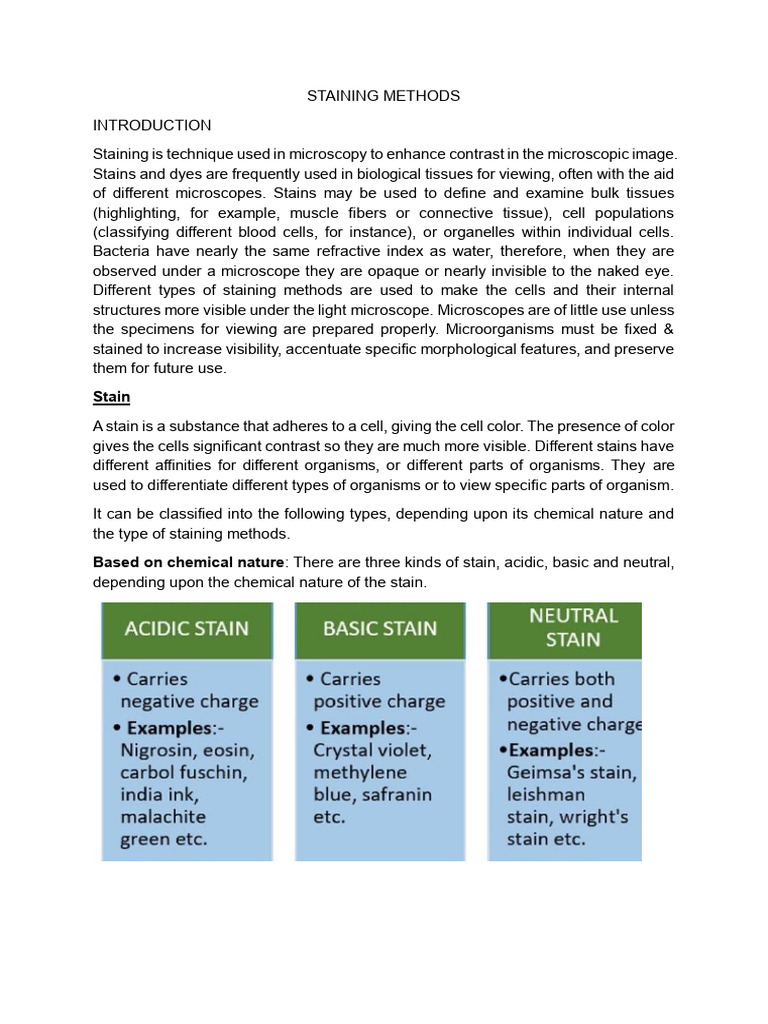 STAINING METHODS-MICROBIAL TECHNIQUES | PDF | Staining | Microscopy