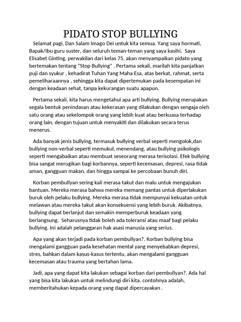 Pidato Stop Bullying | PDF | Gaya Hidup