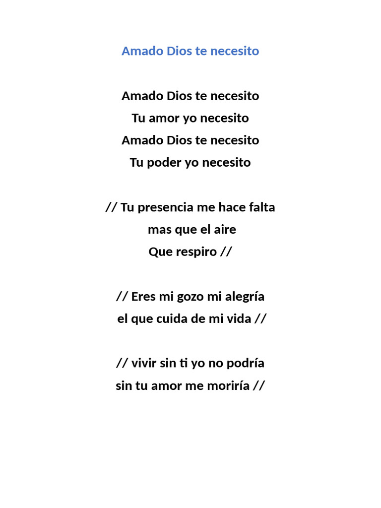 Amado Dios Te Necesito | PDF