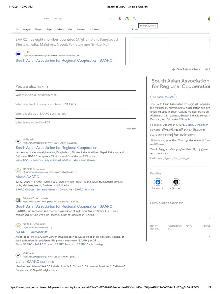 SAARC Member Countries Overview | PDF | South Asia | International ...