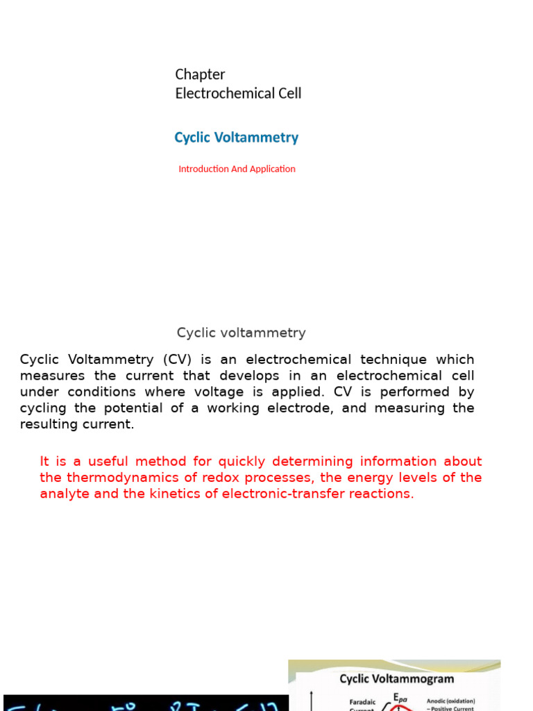 Lecture Cyclic Voltammetry 25-8-22 | PDF | Electricity | Chemistry