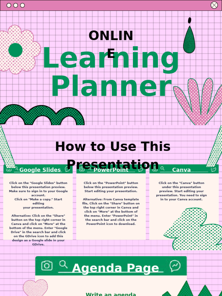 Salinan Online Learning Planner Pink and Green Retro Illustrative | PDF ...