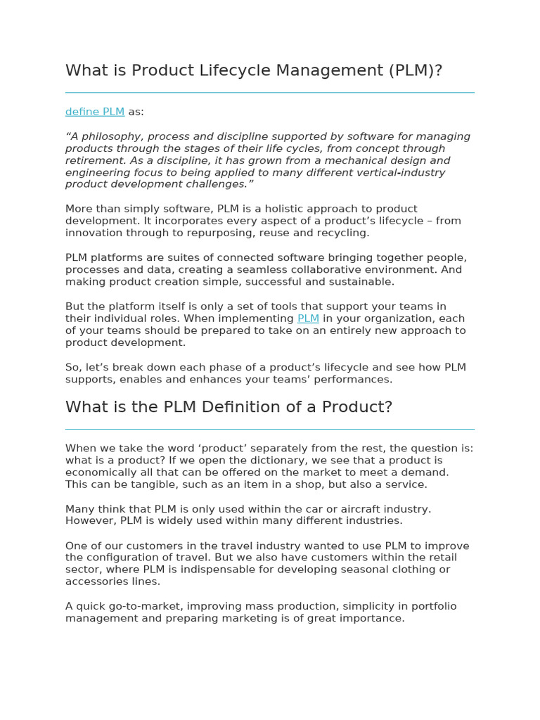 What is Product Lifecycle Management | PDF | Product Lifecycle | Risk