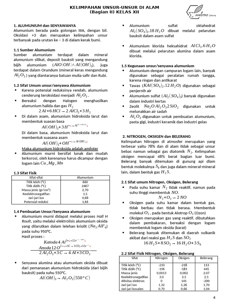Kelimpahan dan Sifat Unsur Alam | PDF