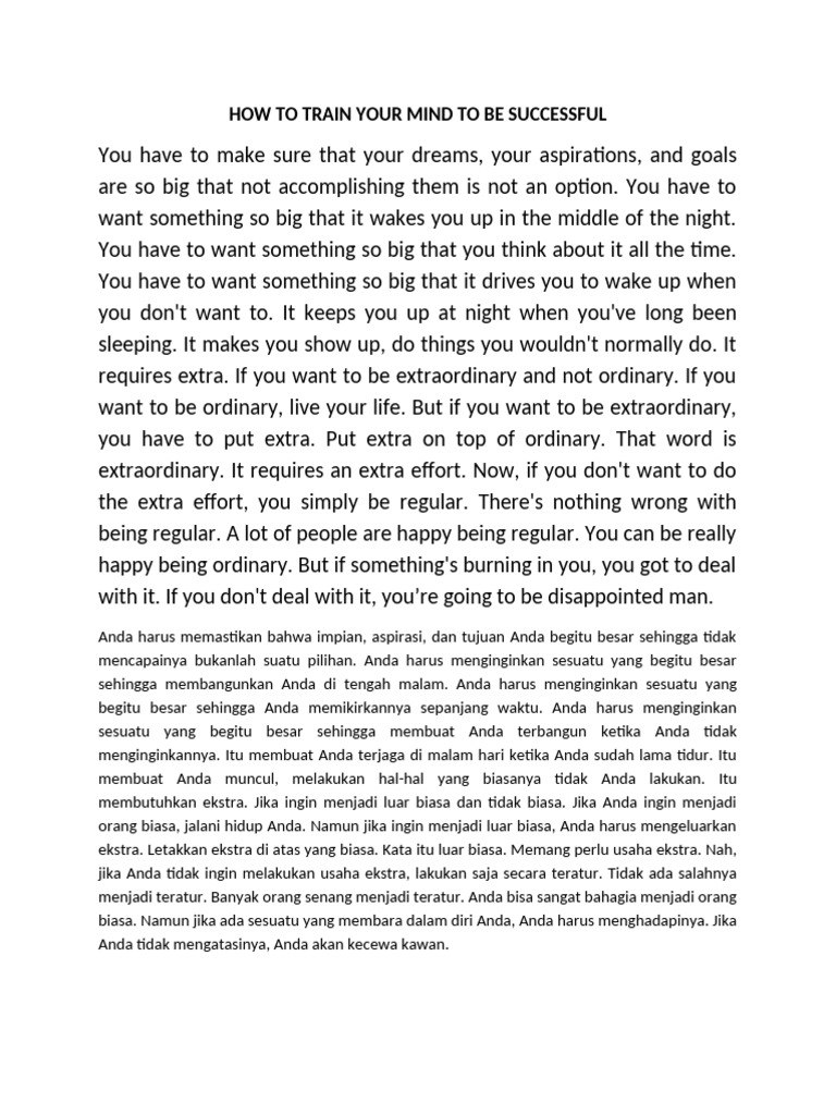 How To Train Your Mind To Be Successful | PDF | Self-Improvement