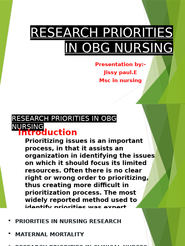 Research Priorities in Obg Nursing | PDF | Maternal Death | Nursing