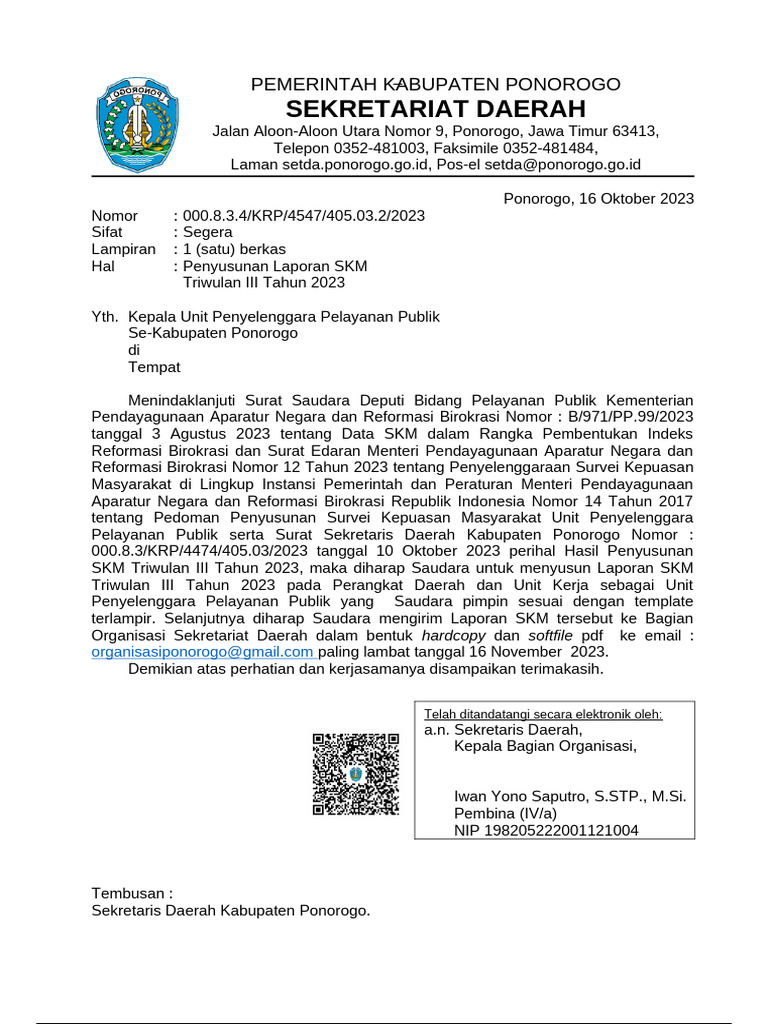 Surat Permohonan Lap SKM tw3 2023 | PDF