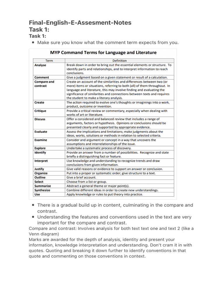 E-Assessment Notes: Literary & Cinematic Techniques | PDF | Plot ...